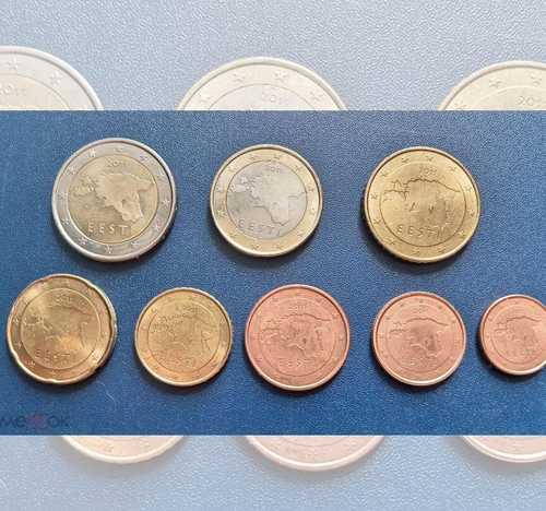 2011 год Эстония Набор 8 монет 1,2 Евро + Евроцент