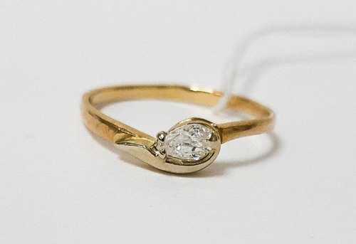 Золотое кольцо с фианитом 17 р (9050)