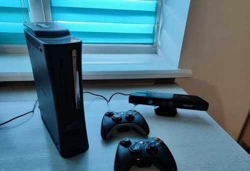 Xbox 360 прошитый + 2 контроллера и Kinect