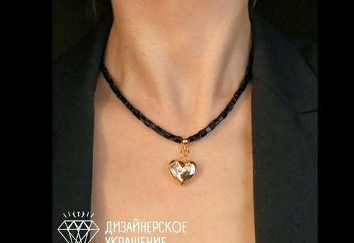 Колье ожерелье Чокер с подвеской кулоном Сердце