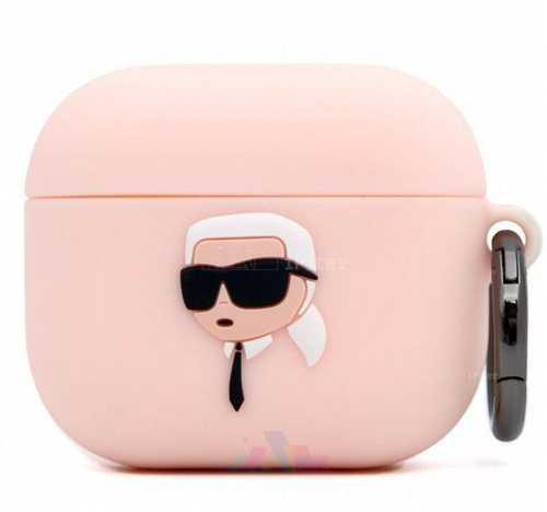 Чехол Karl Lagerfeld для AirPods 3 с карабином (Розовый)