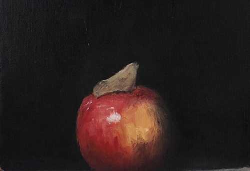 Картина маслом с яблоком (20х20)