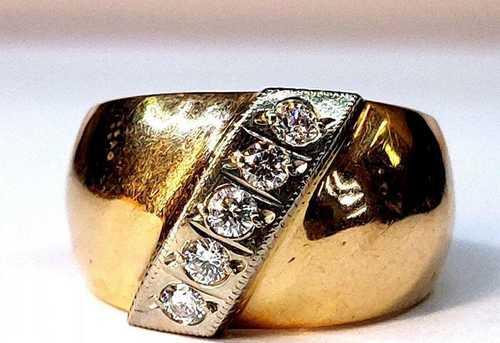 Золотое кольцо с брилл 583 СССР пробы 19 размер