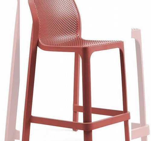 Стул пластиковый полубарный Nardi Net Stool Mini, коралловый