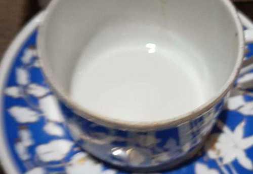 Чайные пары Белая лилия на синем-Песочное