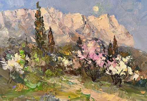 Картина «Весна в горах» горный пейзаж