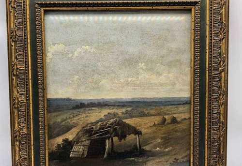 Картина «деревенский пейзаж» 19 век 20,5*24