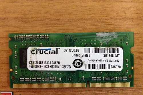 RAM SO-dimm Crucial DDR3 4096/10600/1333