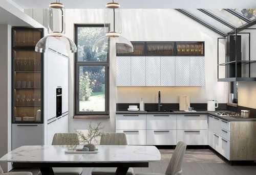 Кухня белая лофт модульная под размер ikea-стиль