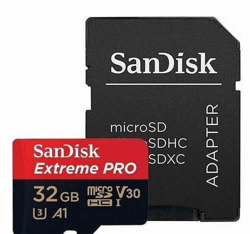 Карта памяти SanDisk MicroSD Class 10 Extreme Pro (100 Mb/s)   SD адаптер, 32GB