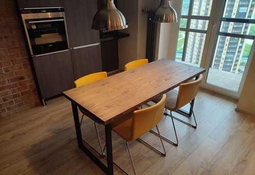Кухонный стол из массива в стиле лофт
