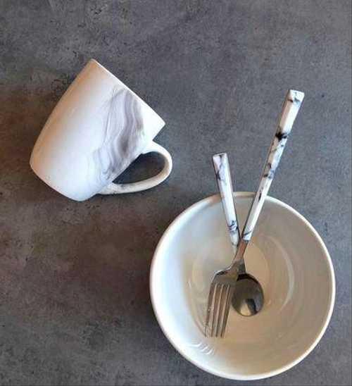 Набор посуды 4 предмета Мрамор