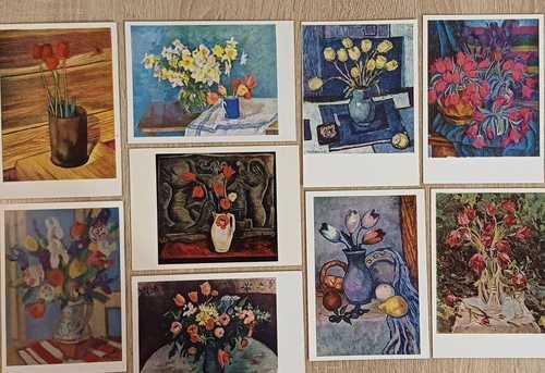 Натюрморты с тюльпанами, 9 открыток