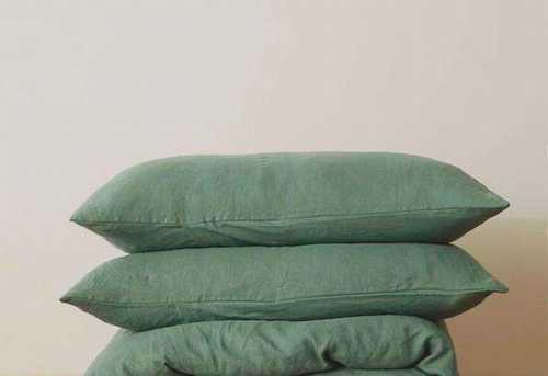 Однотонное постельное белье из хлопка зеленое
