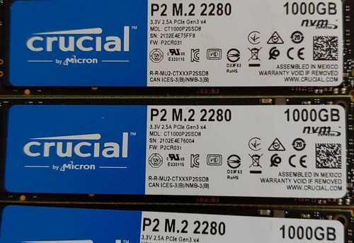 SSD crucial M.2 2280 P2 series 1.0 Тб PCI-E 3.0 x4