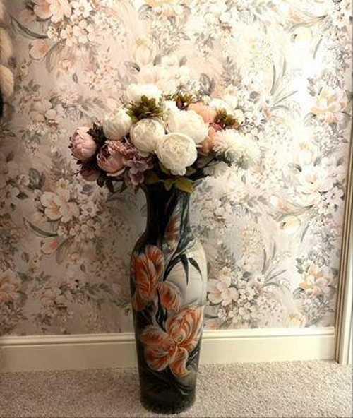 Высокая ваза напольная для цветов высота 66см