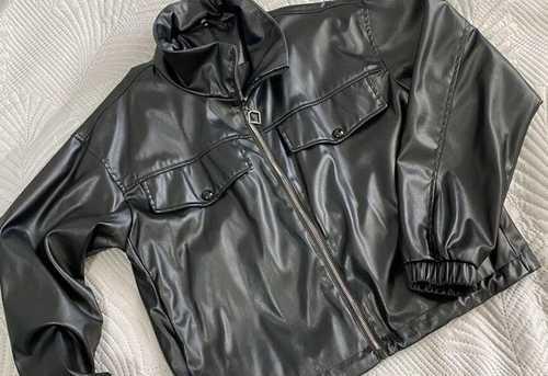 Куртка кожаная черная