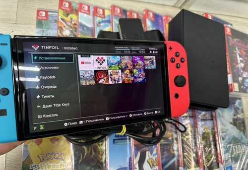 Nintendo switch oled прошитый 64gb + 64gb