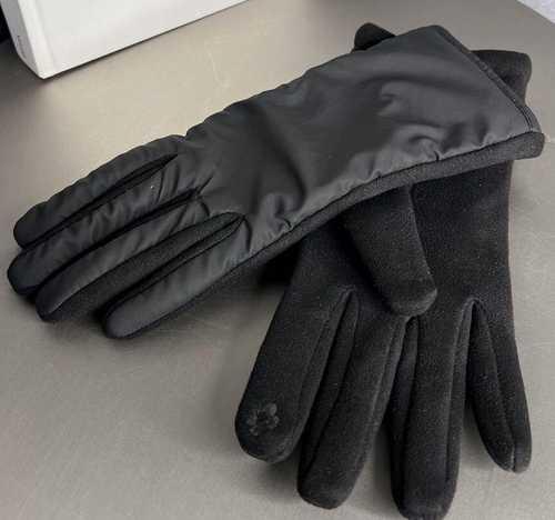 Black flower gloves nylon fleece