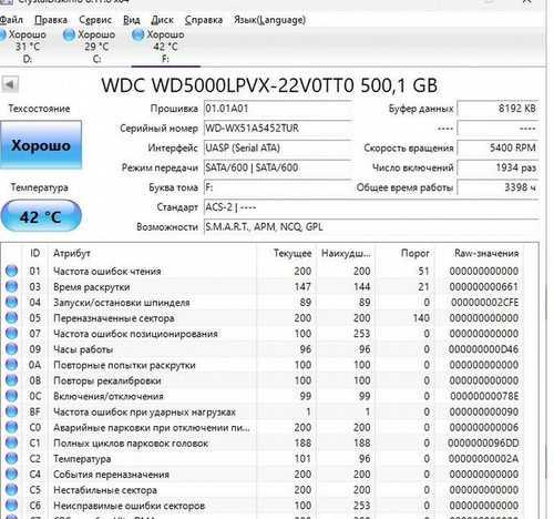 Жесткий диск 2.5 Western Digital WD5000lpvx 500gb