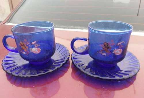 Две кофейные пары из Синего стекла