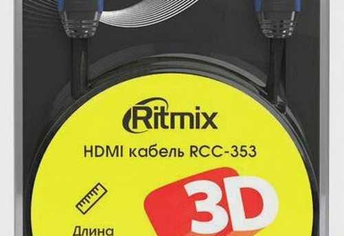 Кабель Ritmix 3м, hdmi 2.0, позолоченные контакты