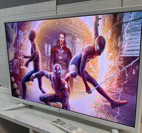 Большой белый тонкий LED TV Hi, 81см, hdmi USB