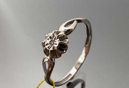 Золотое кольцо белое золото с бриллиантом 585