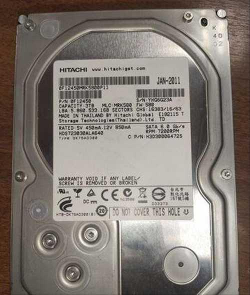 HDD Hitachi HDS7230030ALA640 3.5" 3 TB Неисправен