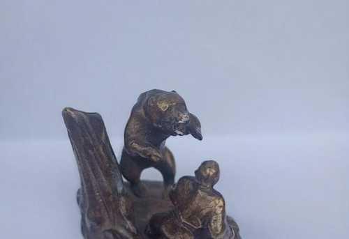 Бронзовая статуэтка СССР охота на медведя