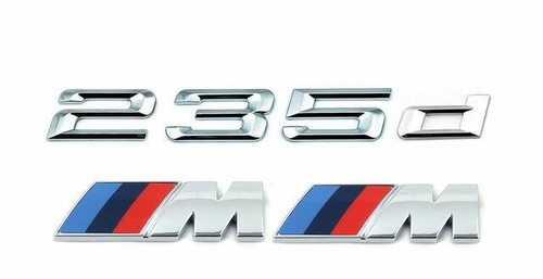 Комплект: шильдик BMW 235d + M-performance хром