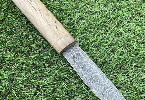 Нож якутский малый Дамаская сталь,рукоять береза
