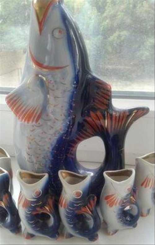Набор графин и рюмки "Рыбки" статуэтки