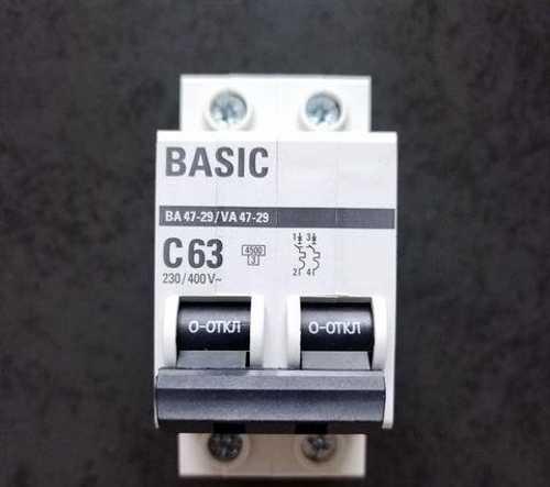 Автоматический выключатель 63А (С) 2п 4.5кА Basic