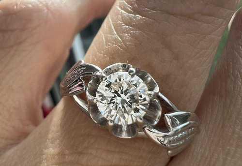 Золотое кольцо с крупным бриллиантом 583пр СССР
