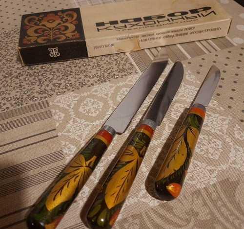 Кухонные ножи с ручкой с росписью Хохлома