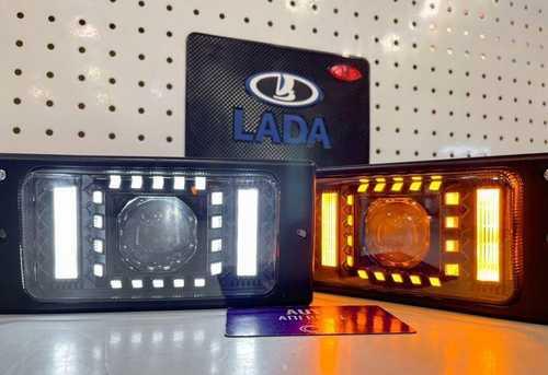 Лазерные противотуманки BI-LED ваз 2110-2115 с дхо