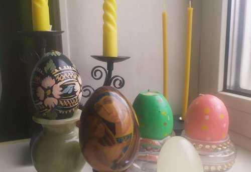 Пасхальные яйца, яйцо-свеча. Дерево, Оникс Винтаж