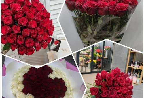 Цветы букеты 101 роза с бесплатной доставкой