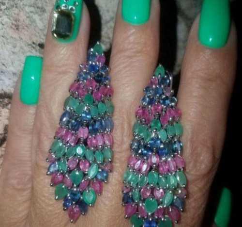Серьги серебро с натуральными камнями