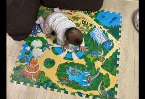 Детский коврик пазл динозавры
