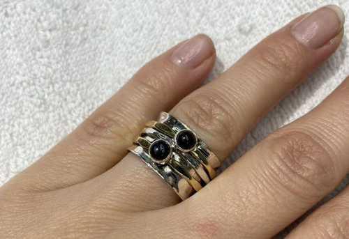 Серебряное кольцо спиннер с агатом