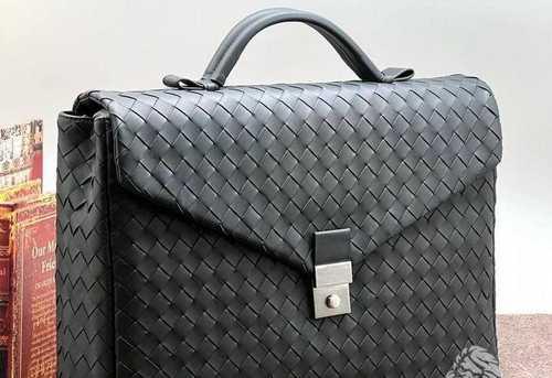 Мужской кожаный портфель Bottega Veneta чёрный