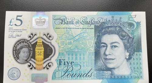 Банкнота Великобритания 5 фунтов 2015 UNC