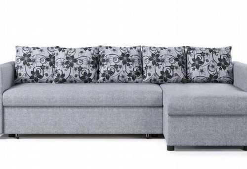 Угловой диван-кровать "Мартин"серый/цветы