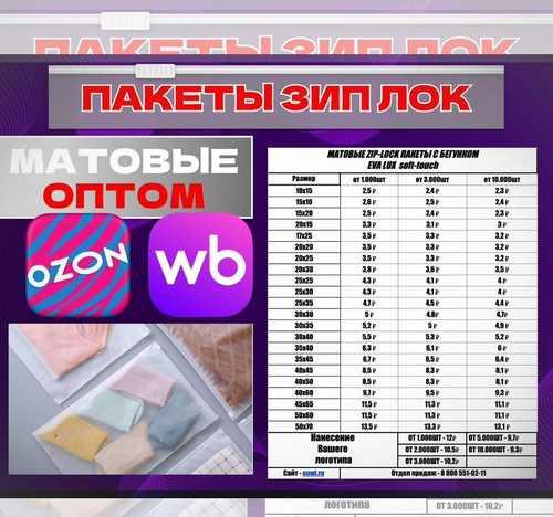 Зип пакеты с бегунком и слайдером оптом