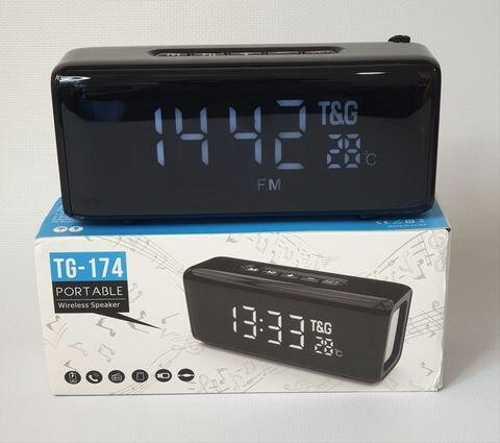 Колонка Bluetooth TG-174 с часами и термометром