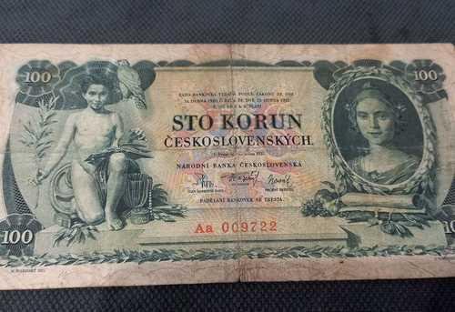 Чехословакия 100 крон 1931, 20 крон 1949,500 крон