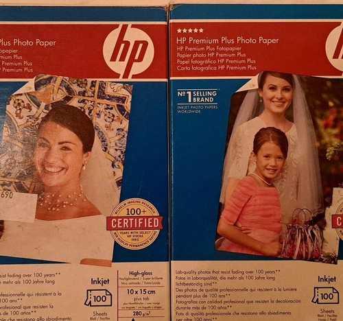 Фотобумага hp premium plus photo paper 2 пачки