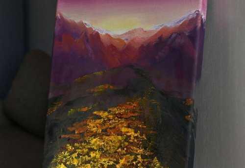 Картина маслом "Закат в горах"